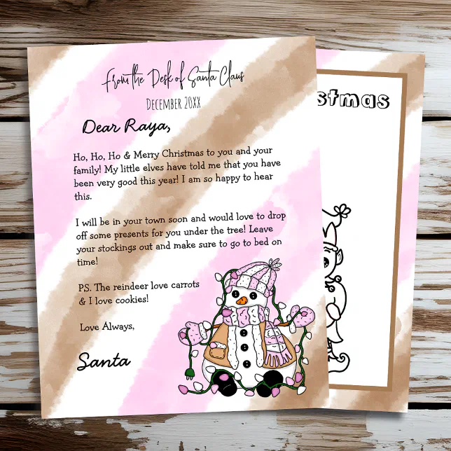 Personalized Letter from Santa + Coloring Page | Zazzle