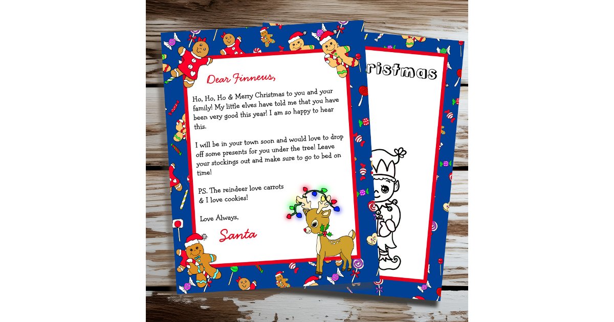Personalized Letter from Santa + Coloring Page | Zazzle
