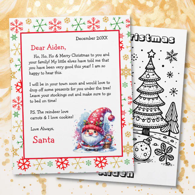 Personalized Letter from Santa + Coloring Page | Zazzle