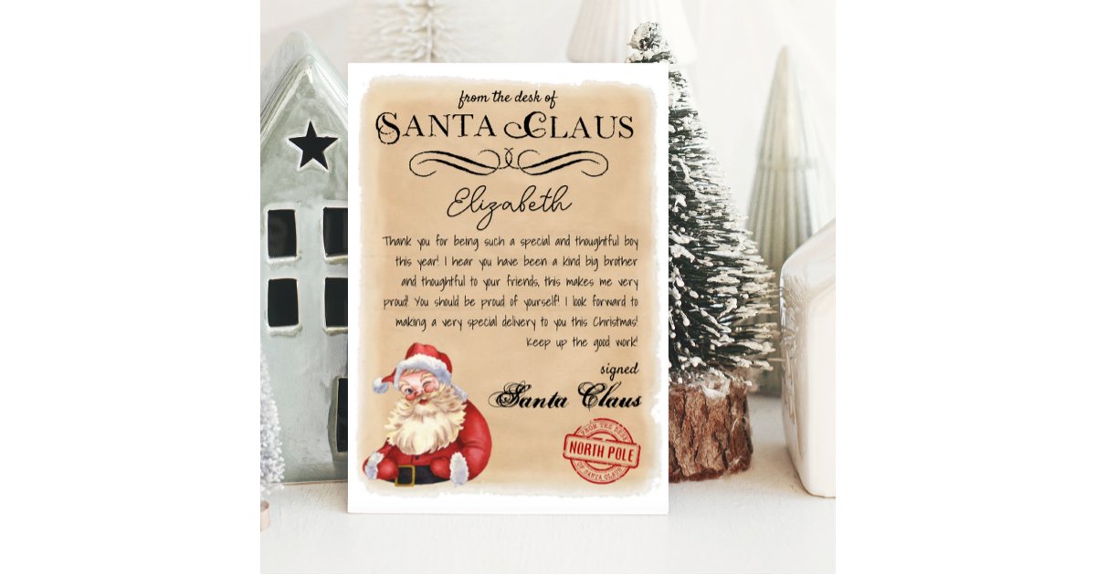 Personalized Letter from Santa Printable Invitation | Zazzle