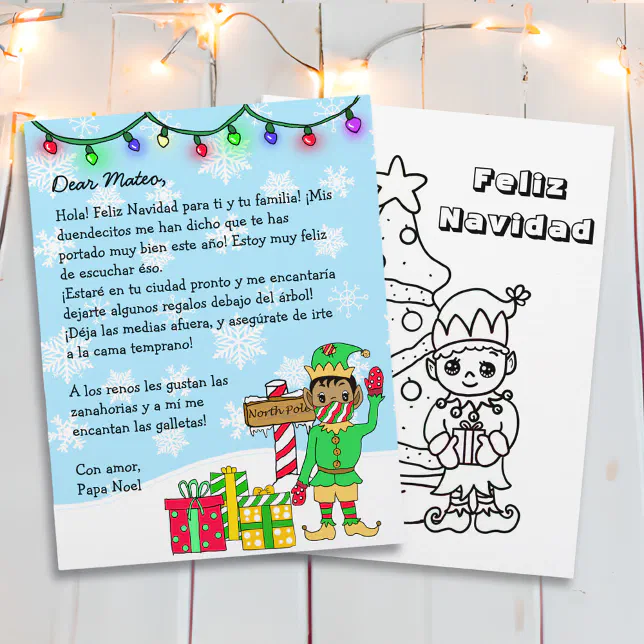 Personalized Letter from Santa with Hispanic Elf | Zazzle