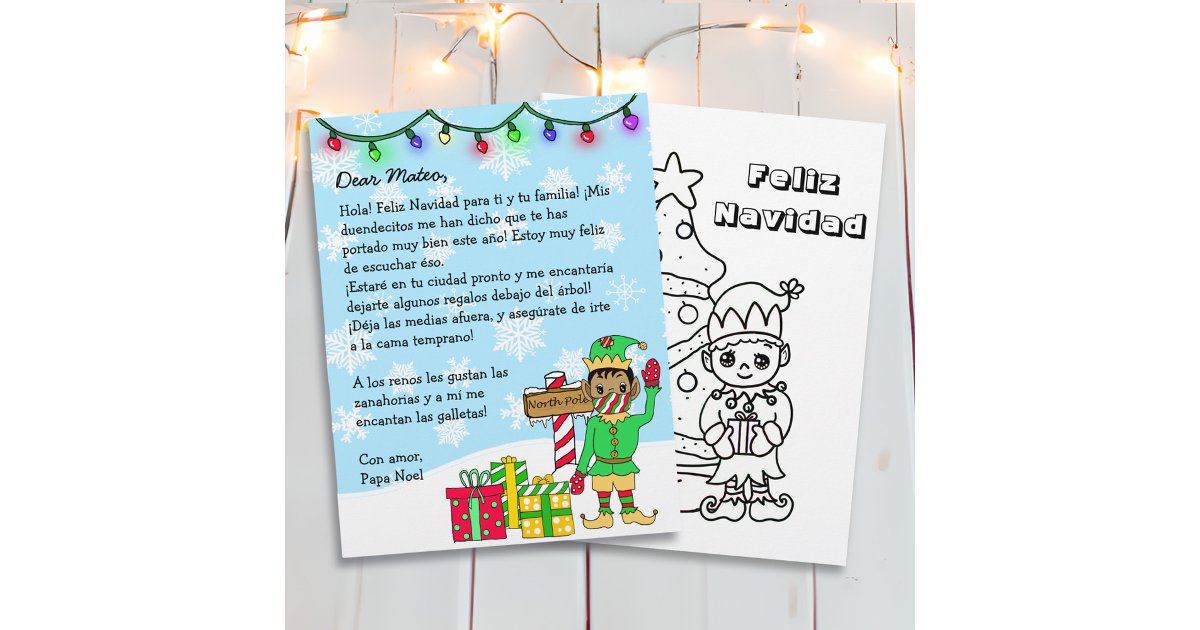 Personalized Letter from Santa with Hispanic Elf | Zazzle