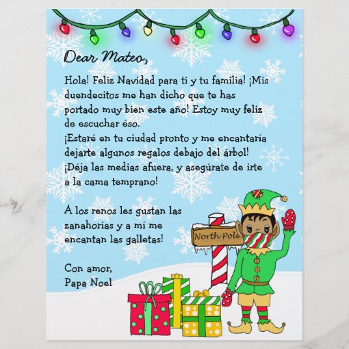 Personalized Letter from Santa with Hispanic Elf | Zazzle