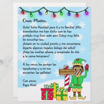 Personalized Letter from Santa with Hispanic Elf | Zazzle