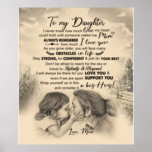 Personalized Letter To My Daughter From Mom Poster | Zazzle