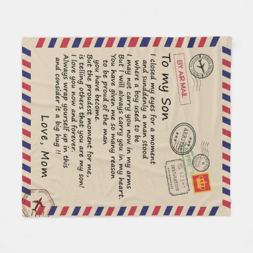 Personalized Letter To My Son From Mom, Fleece Blanket | Zazzle