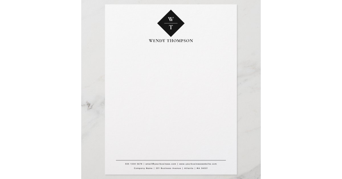 Personalized Letterhead Monogrammed Template | Zazzle