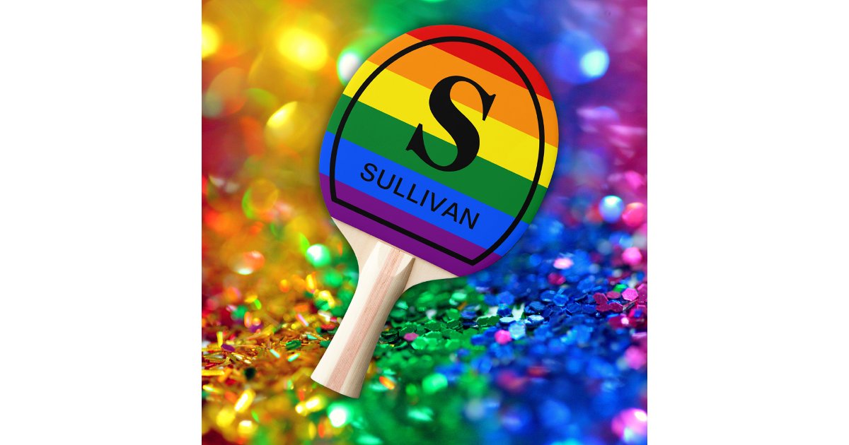 Personalized LGBT Gay Pride Flag Rainbow Monogram Ping Pong Paddle | Zazzle
