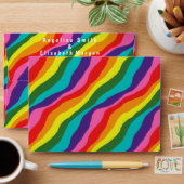 Personalized LGBT Rainbow Pattern Wedding Envelope | Zazzle