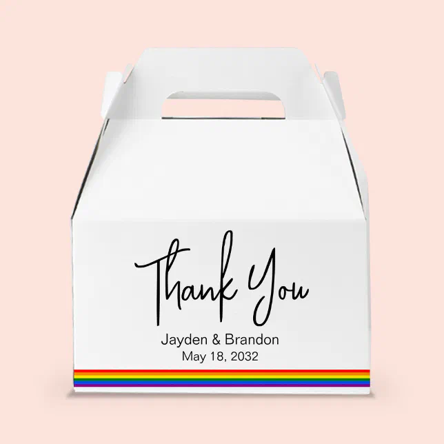 Personalized LGBT Rainbow Wedding Thank You Favor Boxes | Zazzle