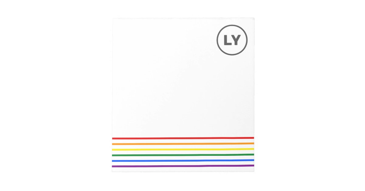 Personalized LGBTQ Initials Pride Rainbow Stripes Notepad | Zazzle
