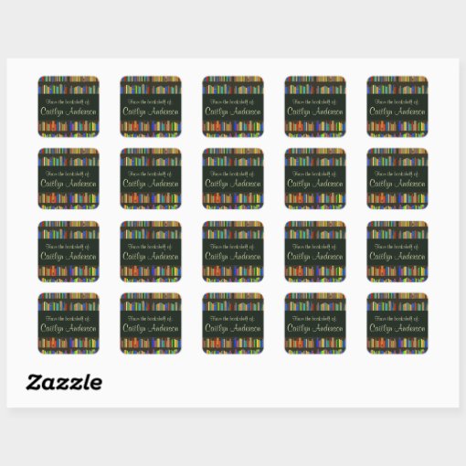 Personalized Library Bookshelves Bookplate Sticker | Zazzle