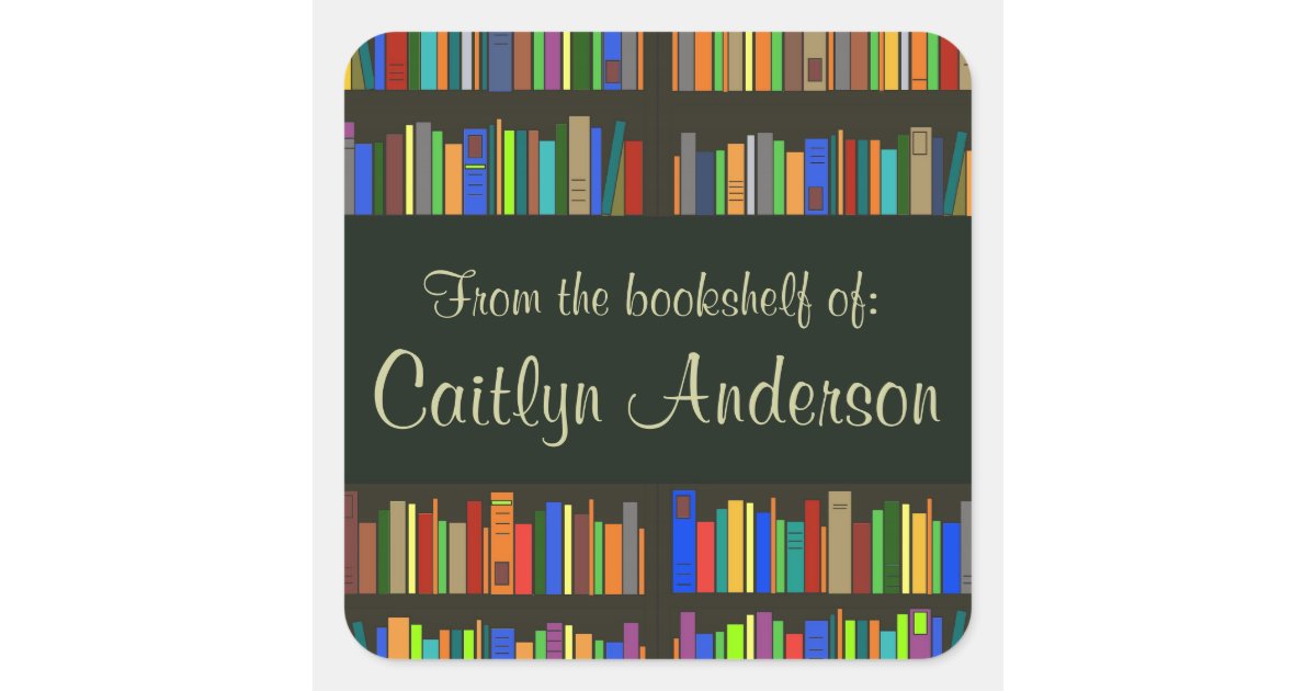 Personalized Library Bookshelves Bookplate Sticker | Zazzle