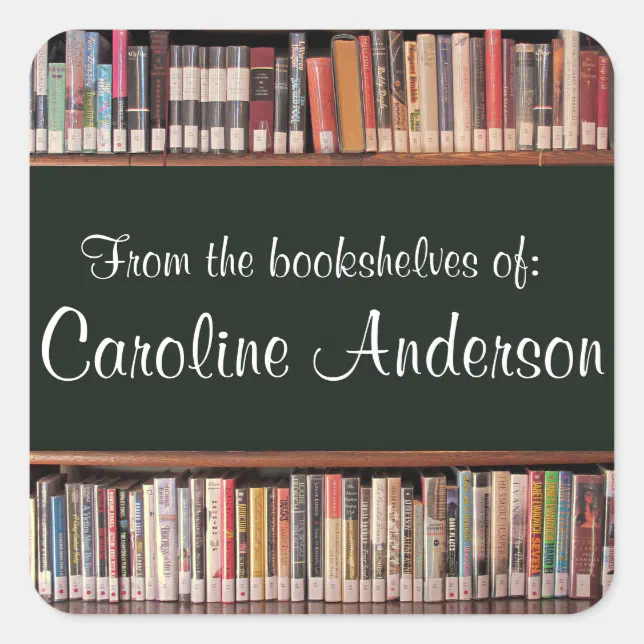 Personalized Library Bookshelves Bookplate Sticker | Zazzle