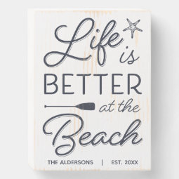 Personalized Life Is Better At The Beach Wooden Box Sign | Zazzle