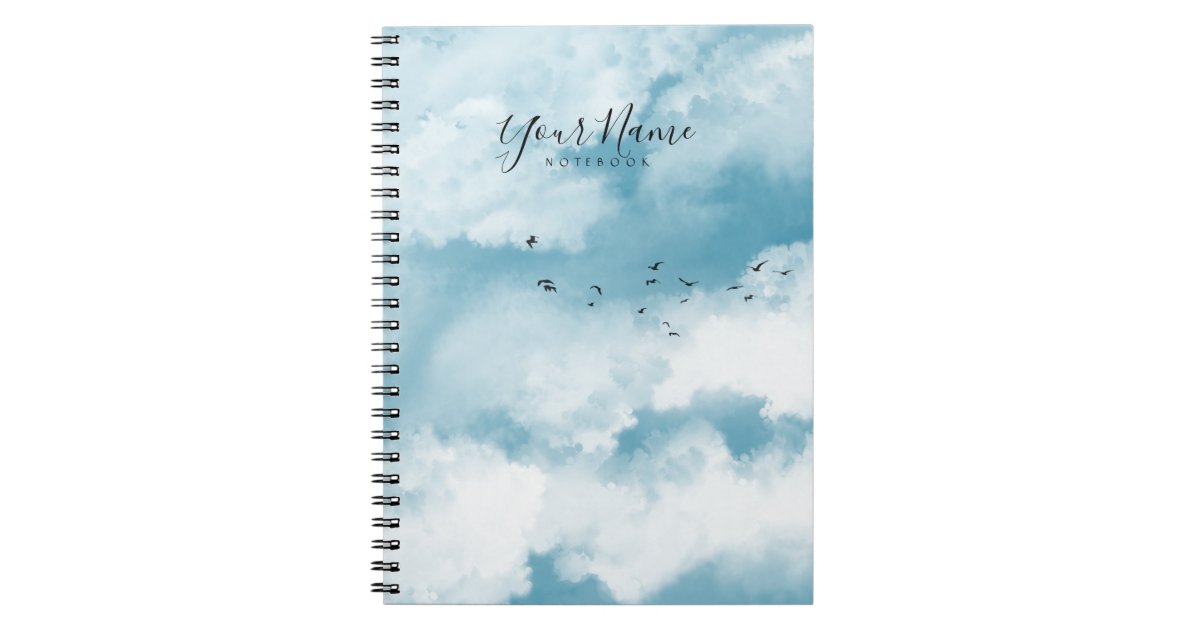Personalized Light Blue Summer Clouds Notebook | Zazzle