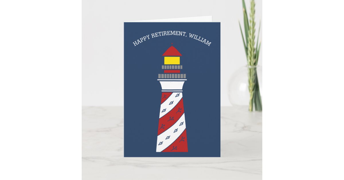 Personalized Lighthouse Nautical Custom Retirement Card | Zazzle