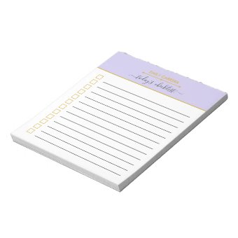 Personalized Lilac and Gold To Do List Checklist Notepad | Zazzle