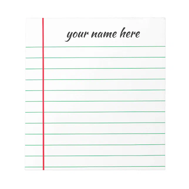 Personalized Lined Notepad | Zazzle