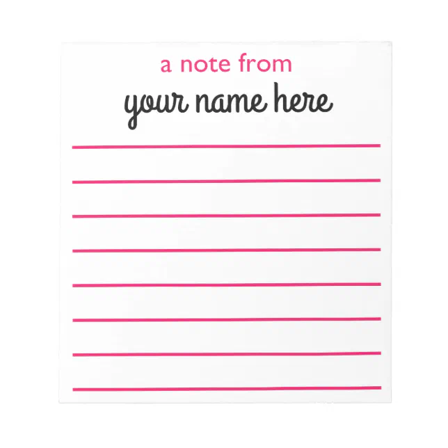 Personalized Lined Notepad for Girls | Zazzle