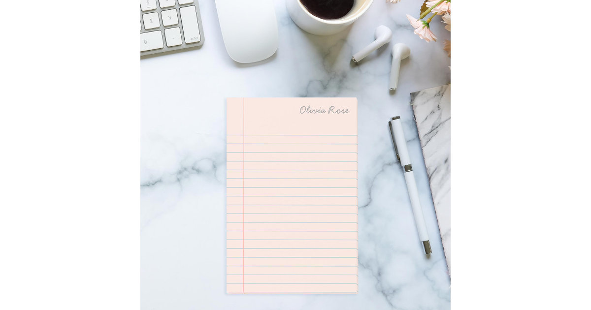 Personalized Lined School Notebook Paper Pink Post-it Notes | Zazzle