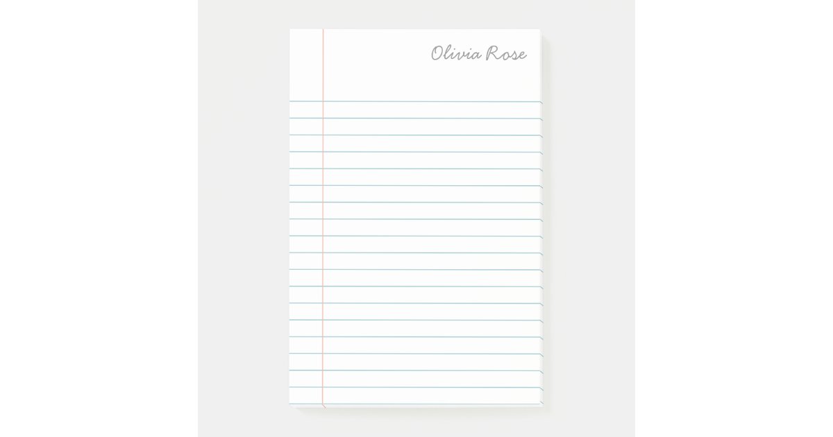 Personalized Lined School Notebook Paper White Post-it Notes | Zazzle