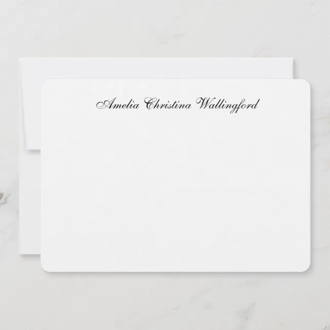 Personalized Linen Flat Note Card | Zazzle