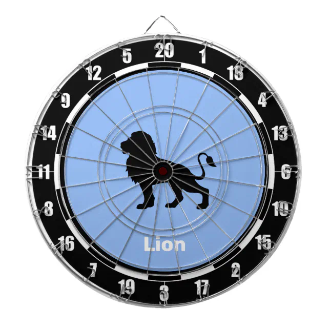 Personalized Lion Silhouette on Light Blue Dart Board | Zazzle