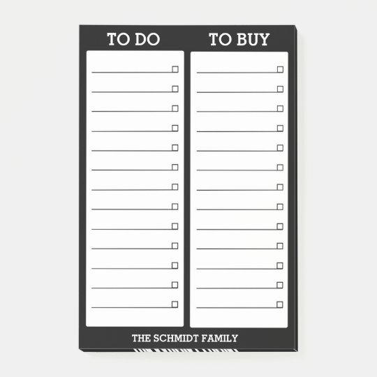 Personalized List- To Do, To Buy - Black Post-it Notes | Zazzle.com