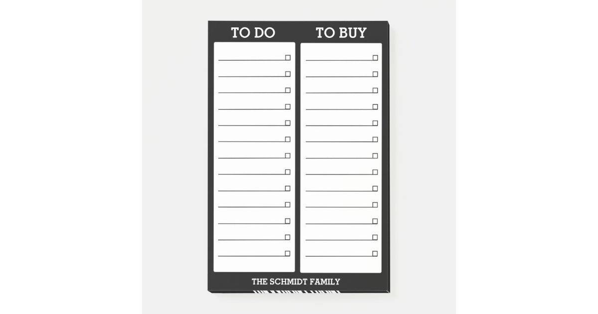 Personalized List- To Do, To Buy - Black Post-it Notes | Zazzle