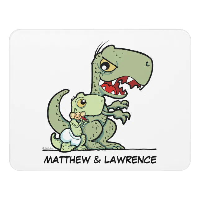Personalized Little Brother T-Rex Dinosaur Name Door Sign | Zazzle
