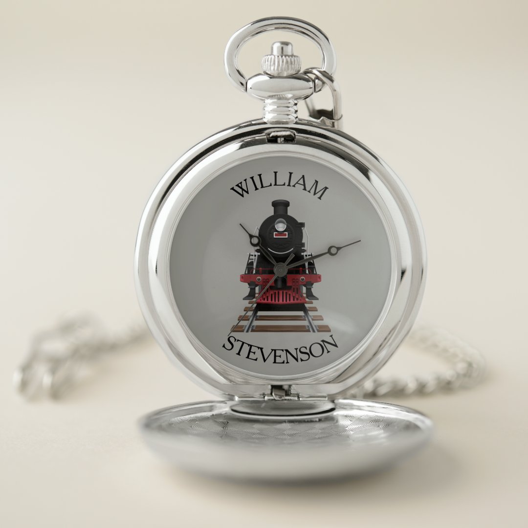 Personalized Locomotive Train Engine Conductors Pocket Watch | Zazzle