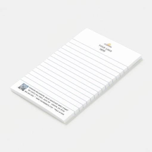 Personalized Logo and QR Code Lined Post-it Notes | Zazzle