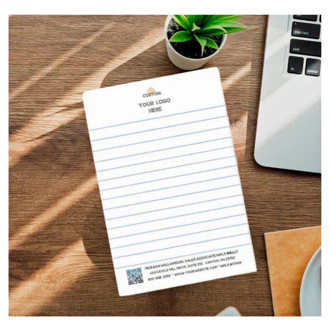 Personalized Logo and QR Code Lined Post-it Notes | Zazzle
