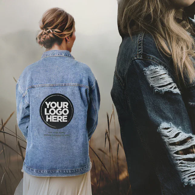 Personalized Logo and Text Corporate Denim Jacket | Zazzle