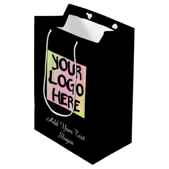 Personalized Logo and Text Paper Shopping Bag | Zazzle.com