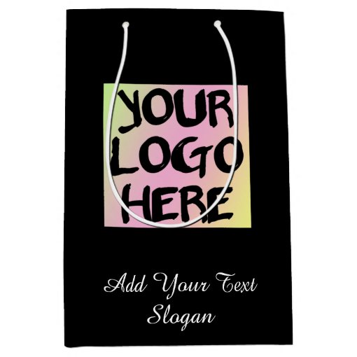 Personalized Logo and Text Paper Shopping Bag | Zazzle