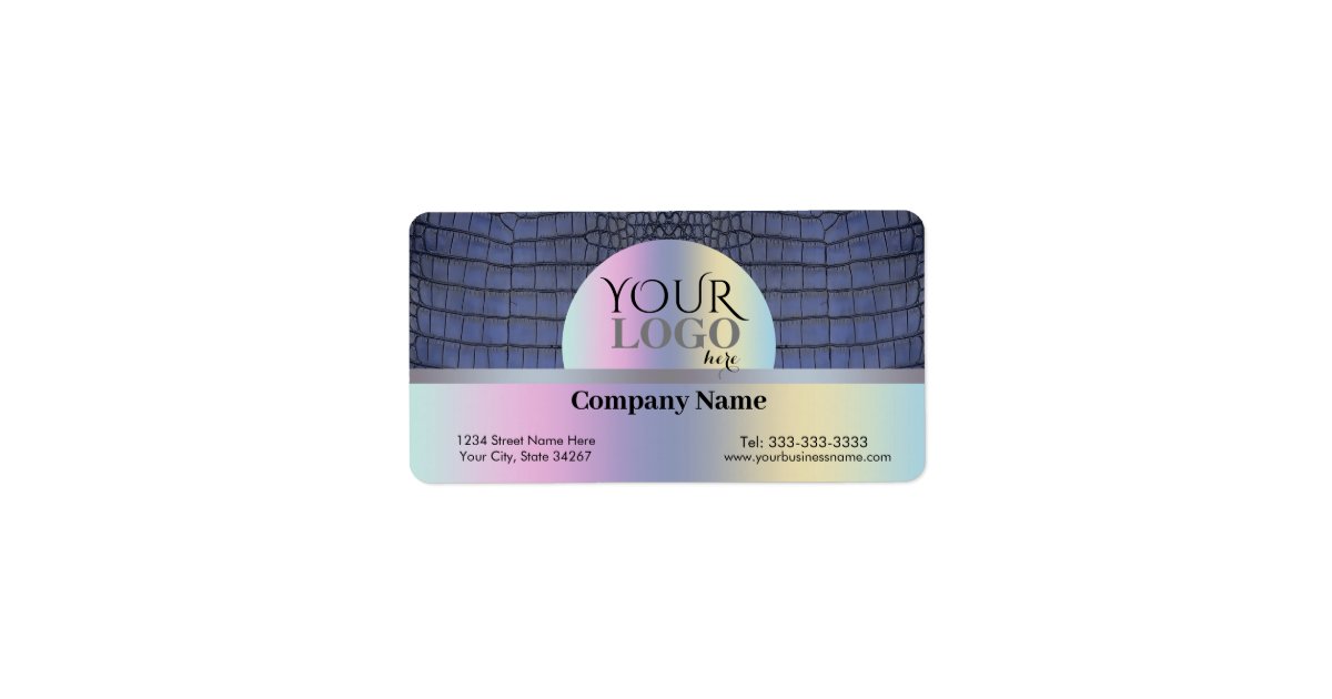 Personalized Logo Cobalt Alligator Texture Print Label | Zazzle