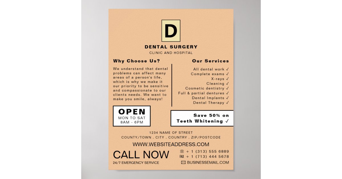 Personalized Logo, Dentistry, Dentist Advertising Poster | Zazzle