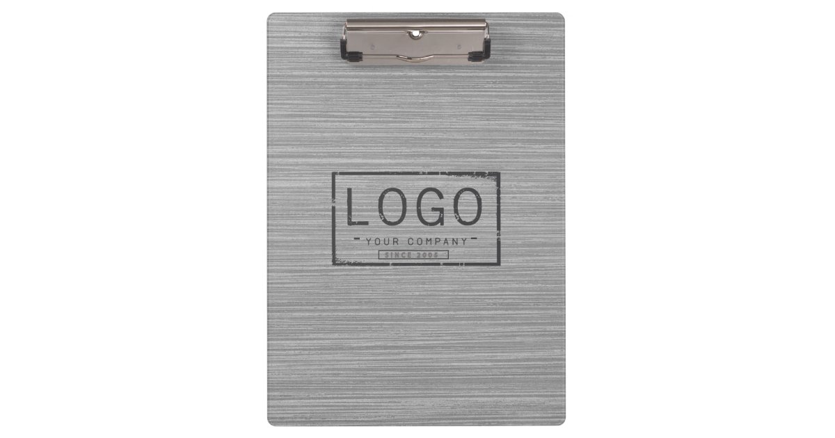 Personalized logo grey woodgrain clipboard | Zazzle