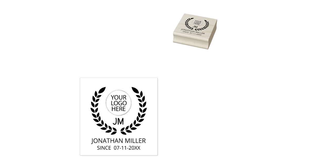 Personalized logo Monogram initials Rubber Stamp | Zazzle