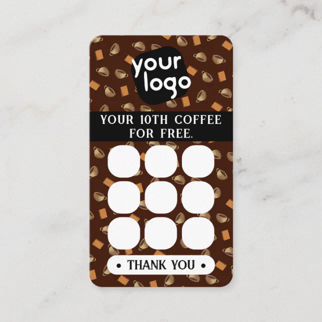 Personalized Logo & QR Code Coffee Loyalty Card | Zazzle