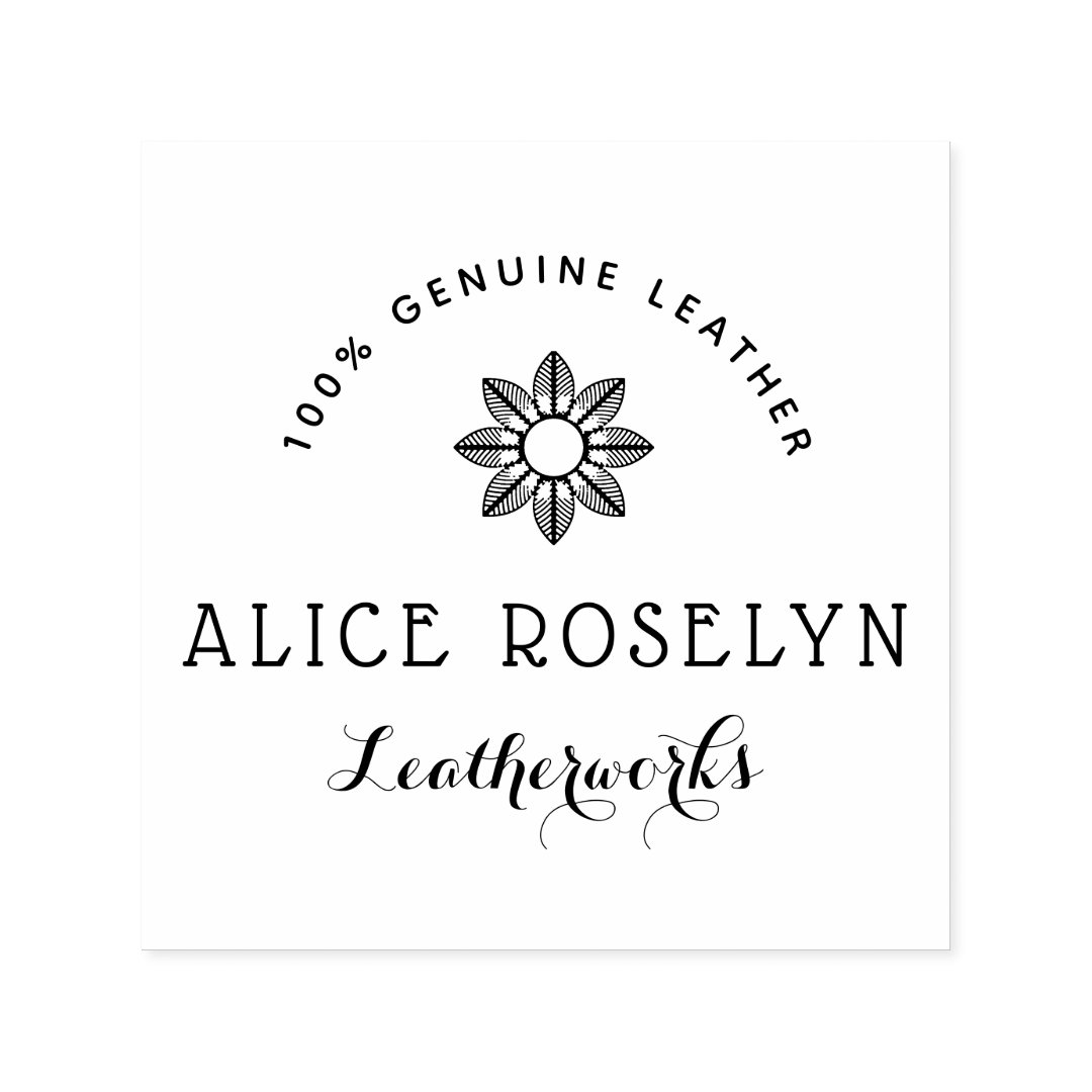 personalized logo script leatherworks business self-inking stamp | Zazzle