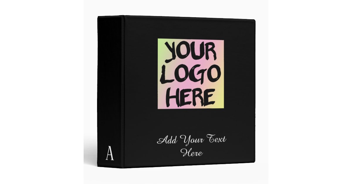 Personalized Logo & Text Black Binder | Zazzle