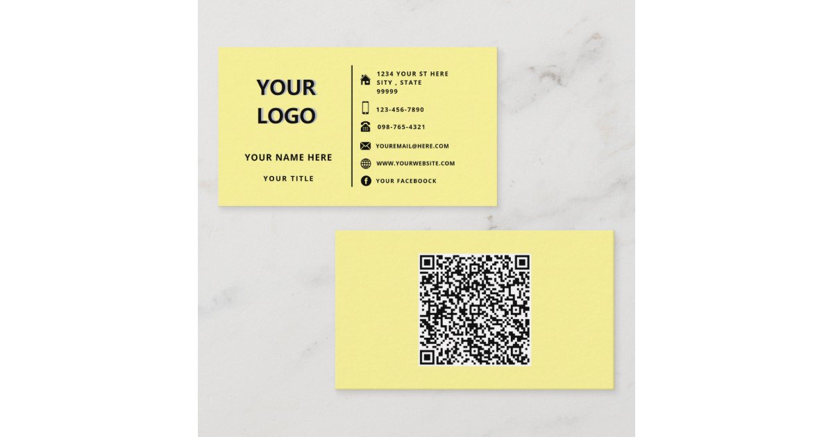 Personalized Logo Text QR Code Info Business Card | Zazzle