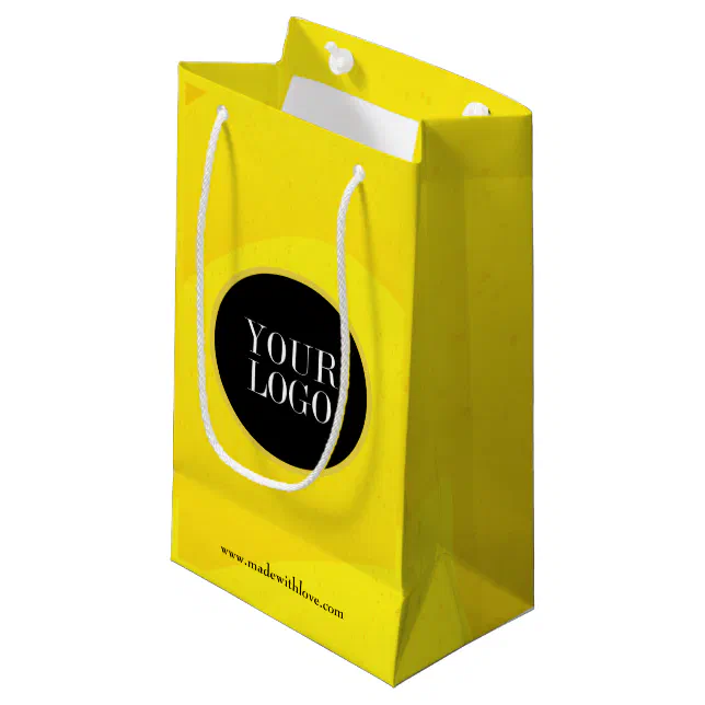 Personalized Logo Text Yellow Paper Gift Bag | Zazzle