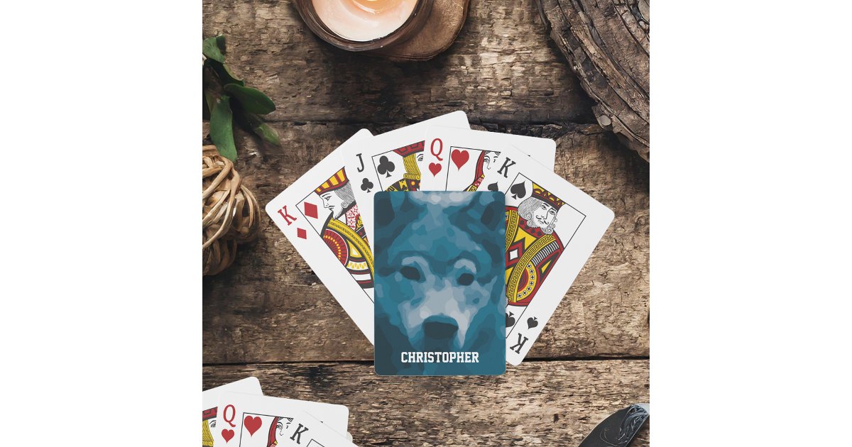 Personalized Lone Wolf Illustration Playing Cards | Zazzle