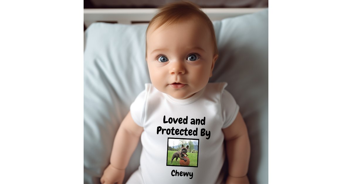 Personalized Love and Protected By Dog Baby Bodysuit | Zazzle
