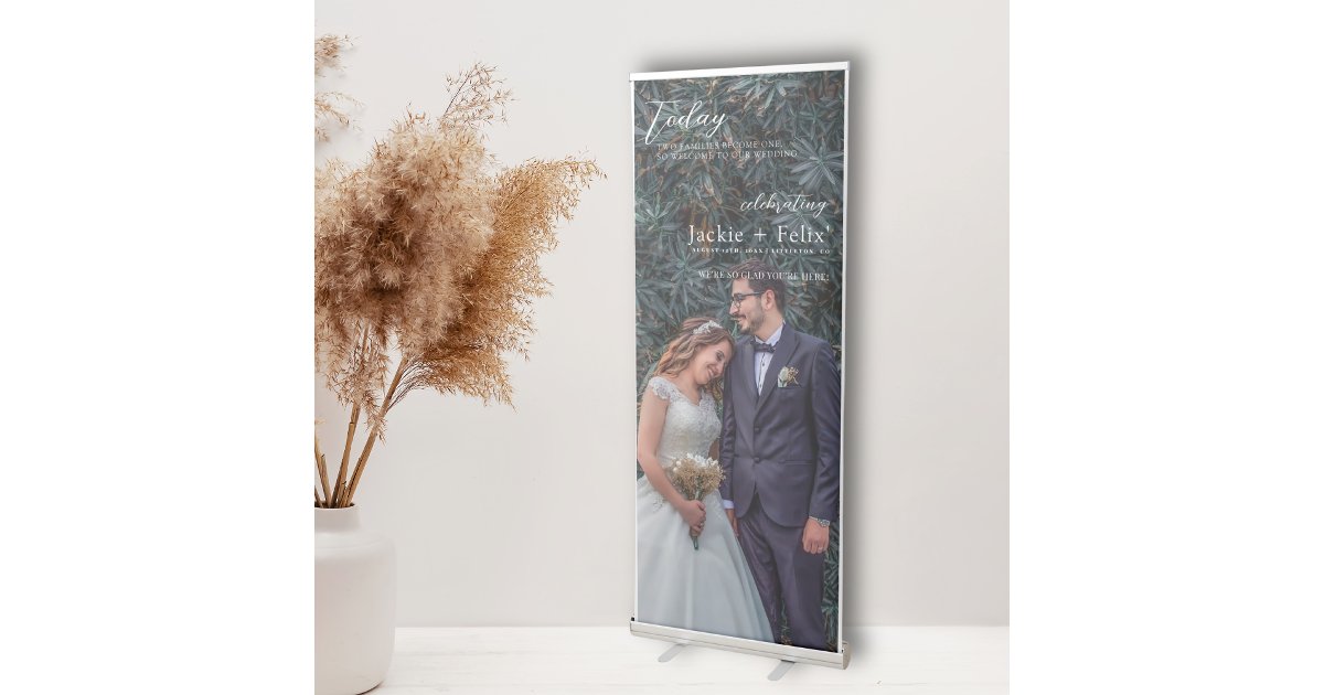 Personalized Love Custom Photo and Text Wedding Retractable Banner | Zazzle