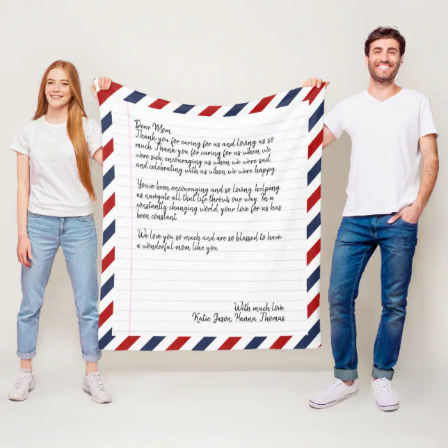 Personalized Love Letter Handwritten Air Mail Flee Fleece Blanket | Zazzle